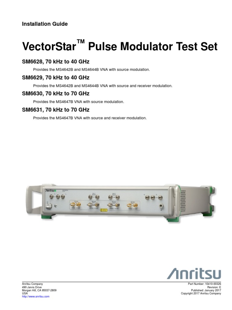 Vectorstar Pulse Modulator Test Set: Installation Guide | PDF ...
