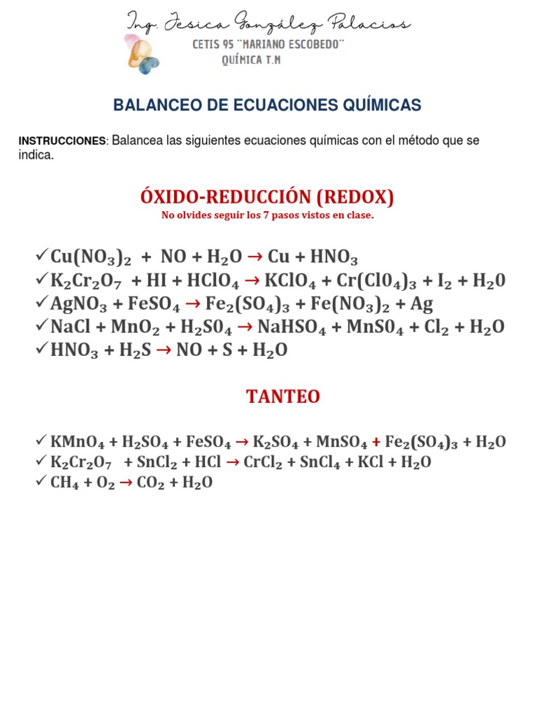 Balanceo de Ecuaciones Quimica | PDF