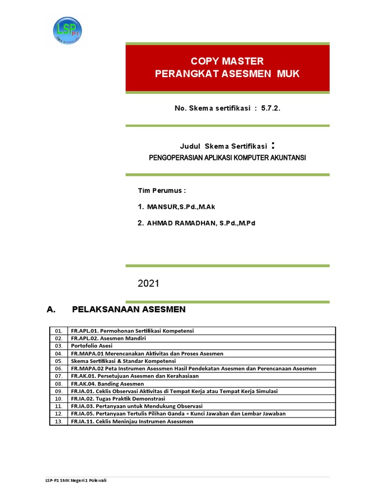 A. Cover Pelaksanaan Asesmen | PDF | Bisnis | Komputer