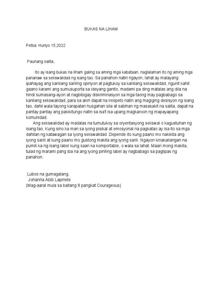 Bukas Na Liham Lapinete | PDF