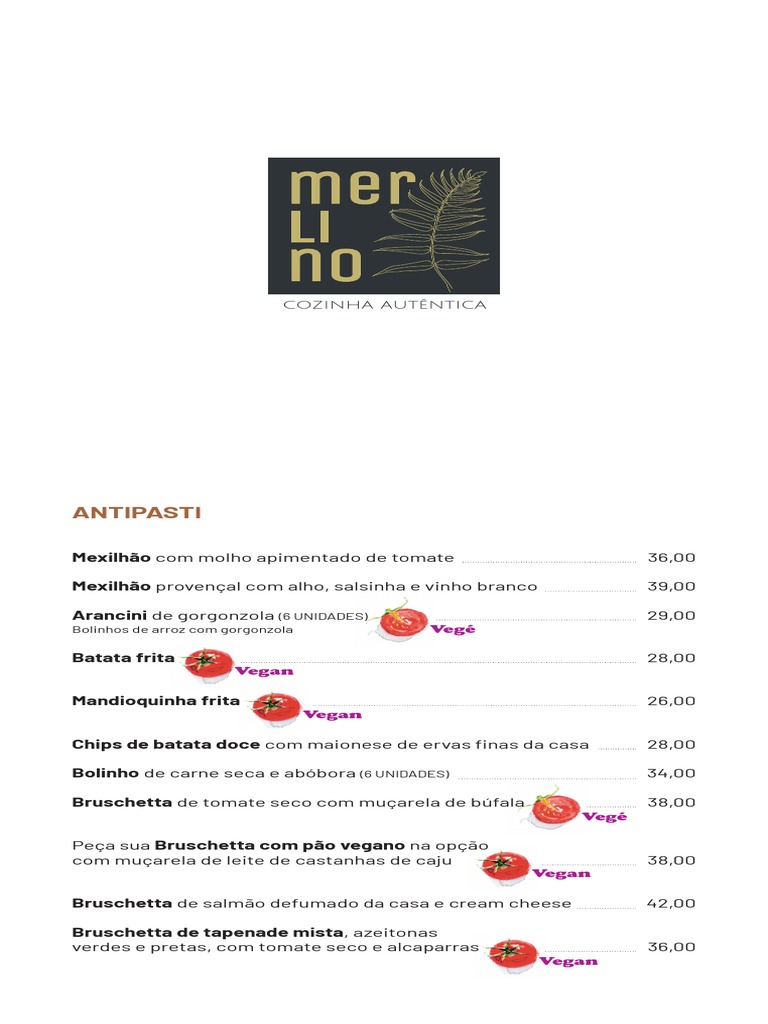 Cardapio Merlino Restaurante | PDF