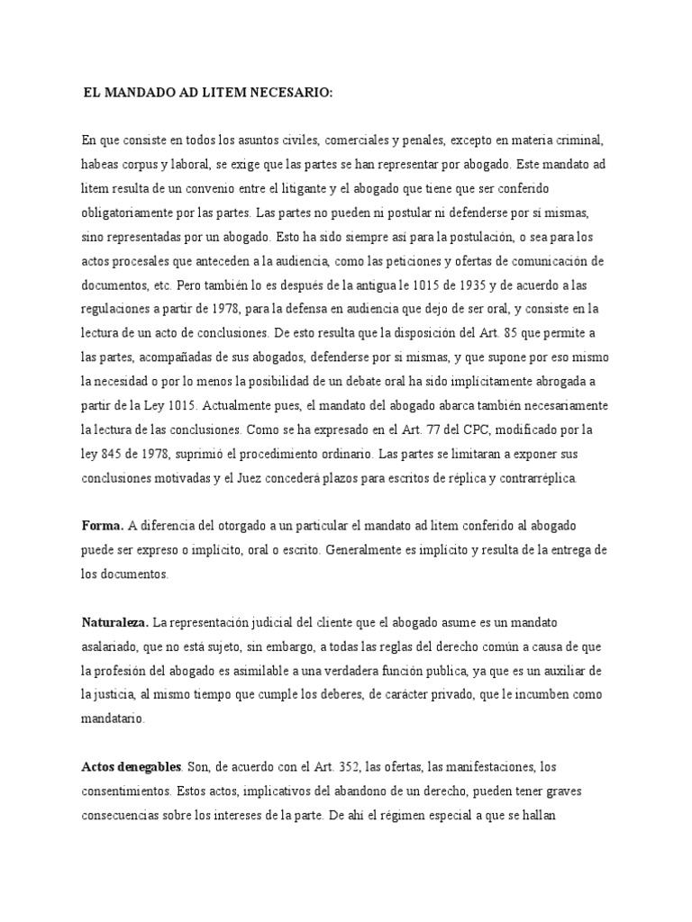 El Mandado Ad Litem Necesario | PDF | Sentencia (ley) | Habeas corpus