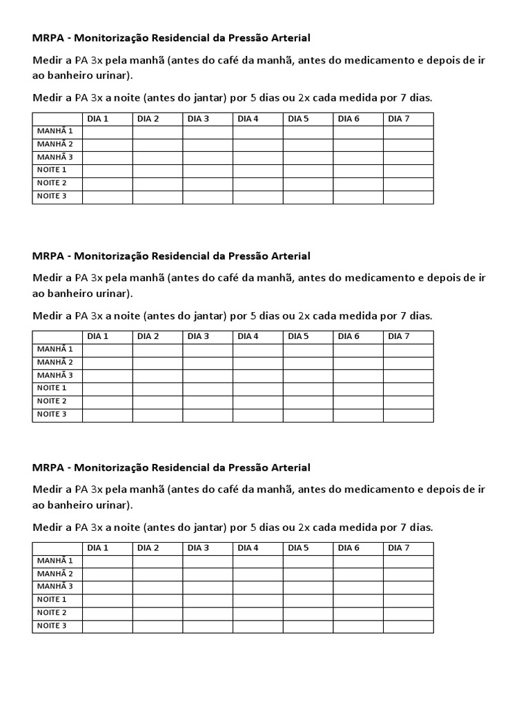 MRPA - Monitorização Residencial Da Pressão Arterial | PDF
