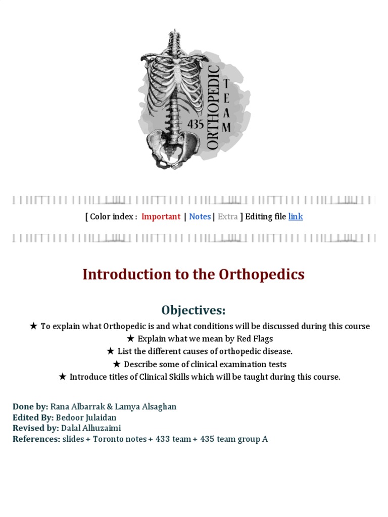 1 - Introduction To The Orthopedics (Updated) | PDF | Knee | Orthopedic ...