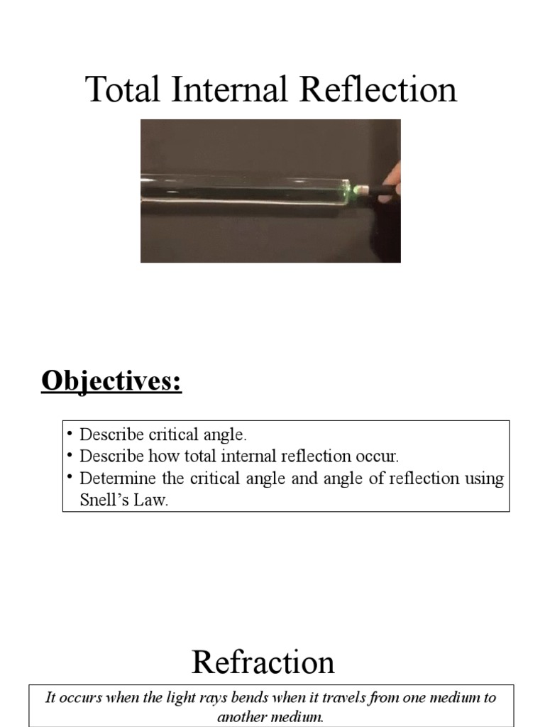 Total Internal Reflection | PDF | Refraction | Reflection (Physics)