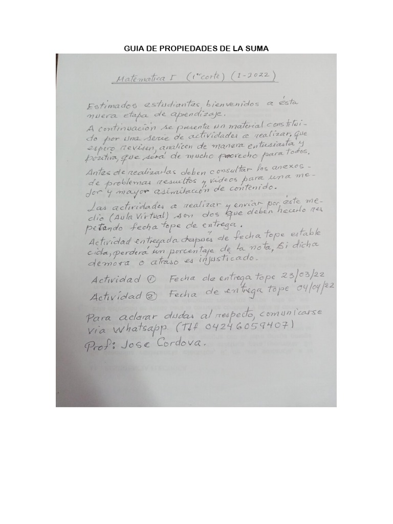 Guia de Propiedades de La Suma | PDF