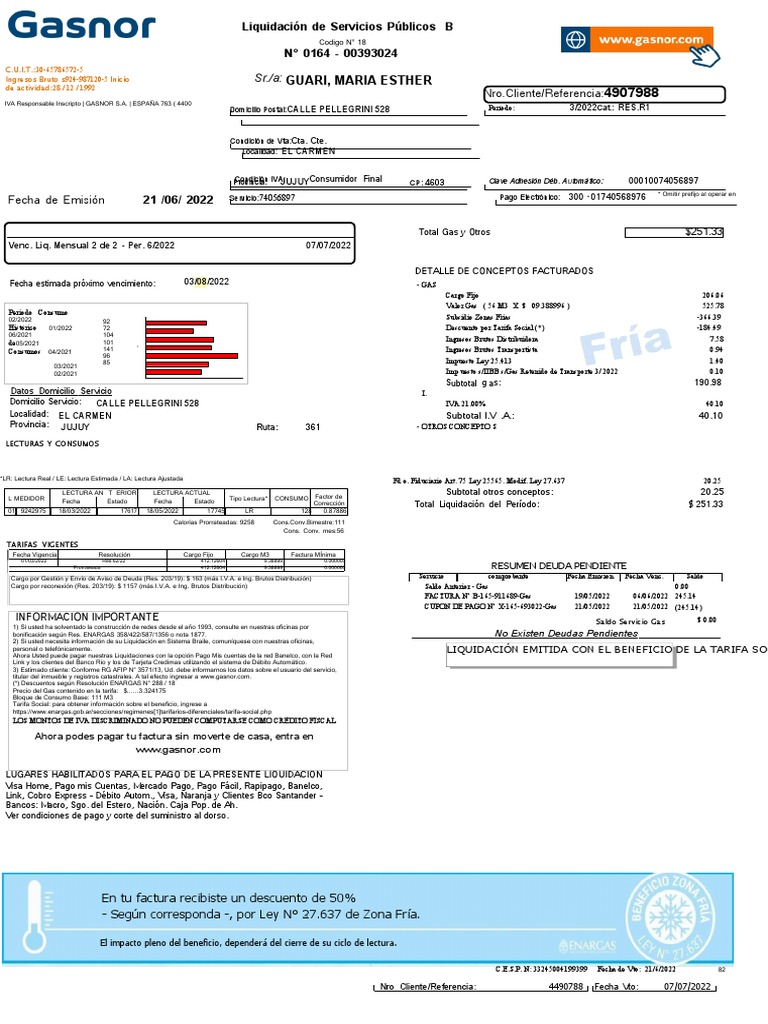 GASNOR Factura | Descargar gratis PDF | Tarjeta de débito | Comercio