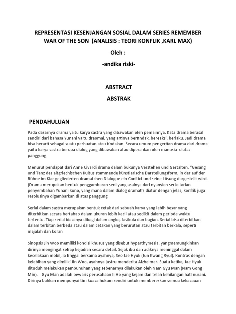 Contoh Dokumen REPRESENTASI KESENJANGAN SOSIAL DALAM Film | PDF