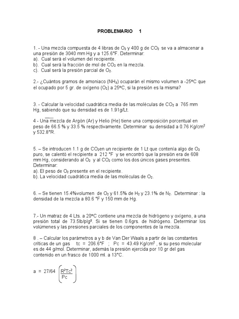 Problemario 1er Parcial | PDF