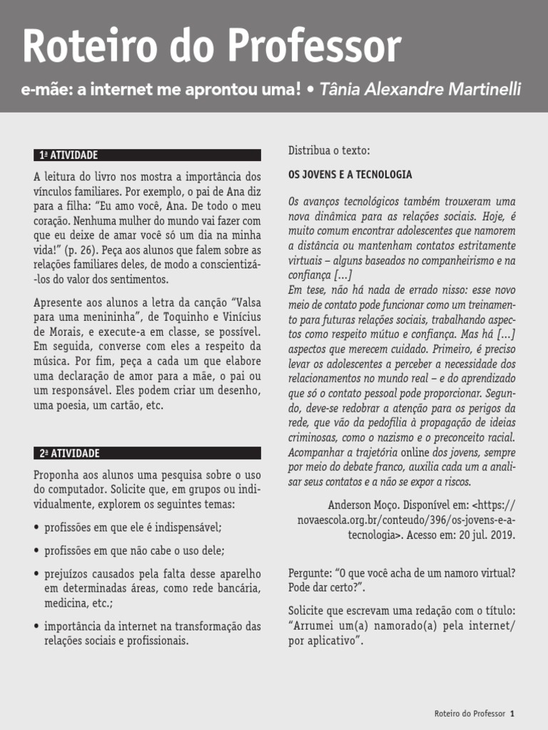 E Mãe Roteiro Do Professor | PDF | Amor