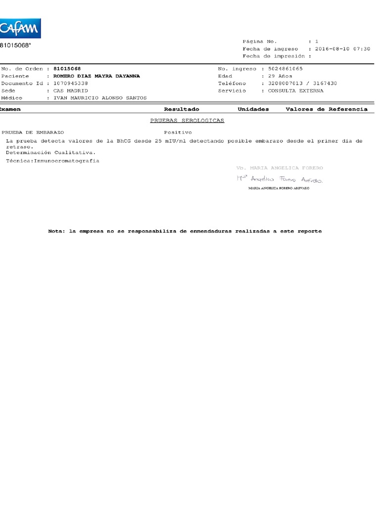 Prueba de Embarazo | PDF