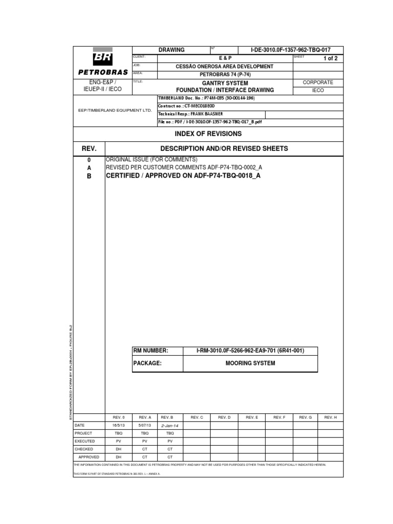 Index of Revisions Description And/Or Revised Sheets: ENG-E&P / Ieuep ...