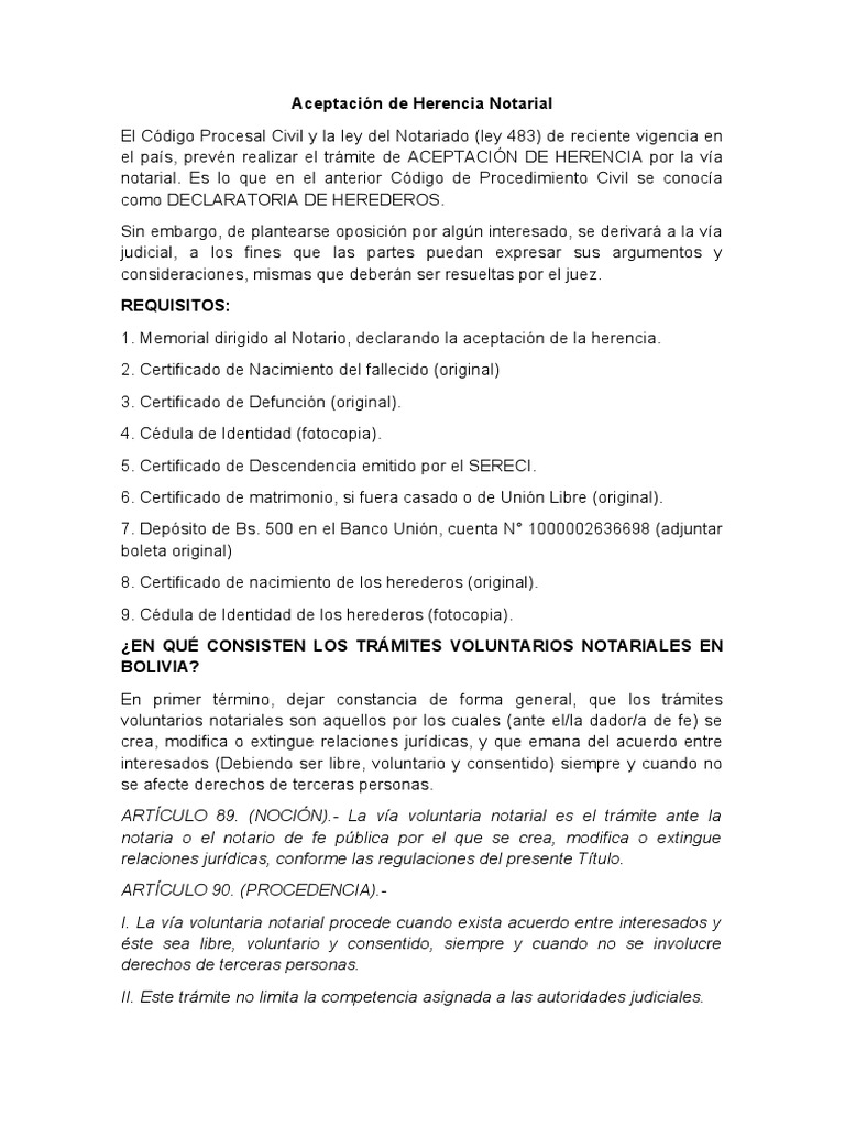 Aceptación de Herencia Notarial | PDF | Herencia | Documentos legales