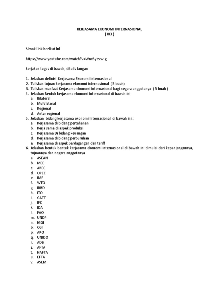 Kerjasama Ekonomi Internasional KEI | PDF