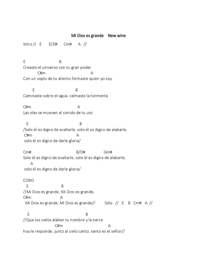 Mi Dios es Grande - New Wine | PDF
