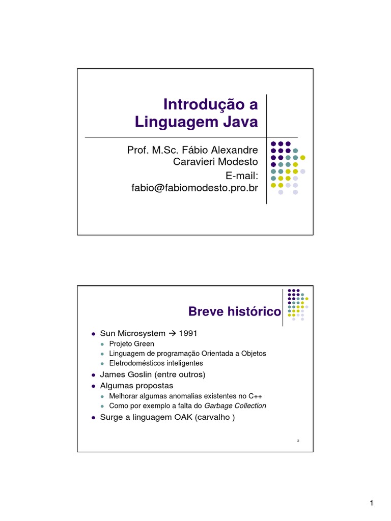 Introdução A Linguagem Java | PDF | Linguagem de programação | Java ...