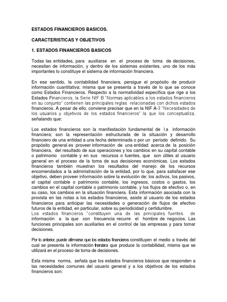 Resumen Ejecutivo Estados Financieros | PDF | Contabilidad | Estado ...