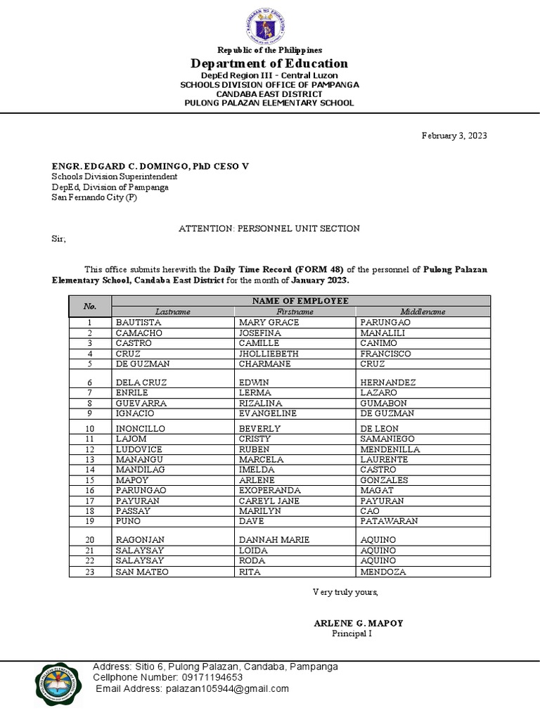 DTR Transmittal | PDF | Philippines