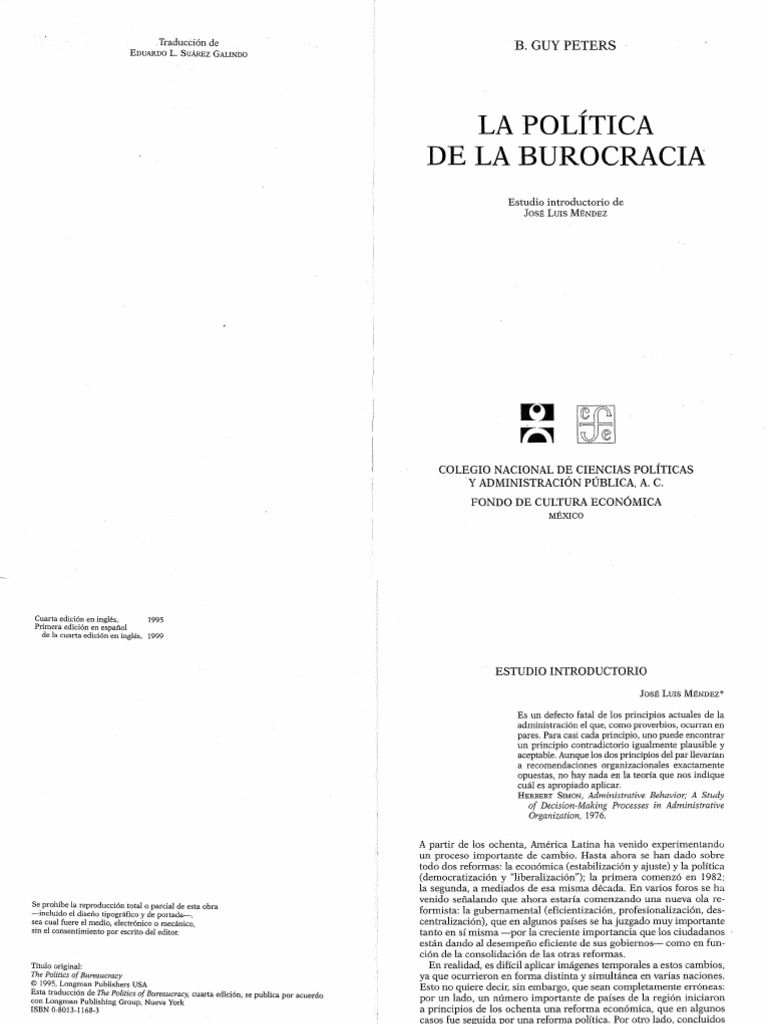 14-15 A-6 La Politica de La Burocracia - B. Guy Peters PDF | PDF ...