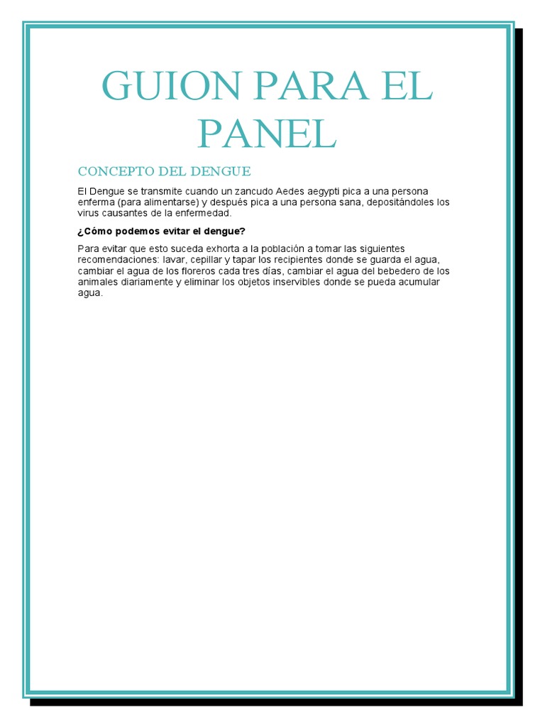 Guion Del Panel (Dengue) | PDF