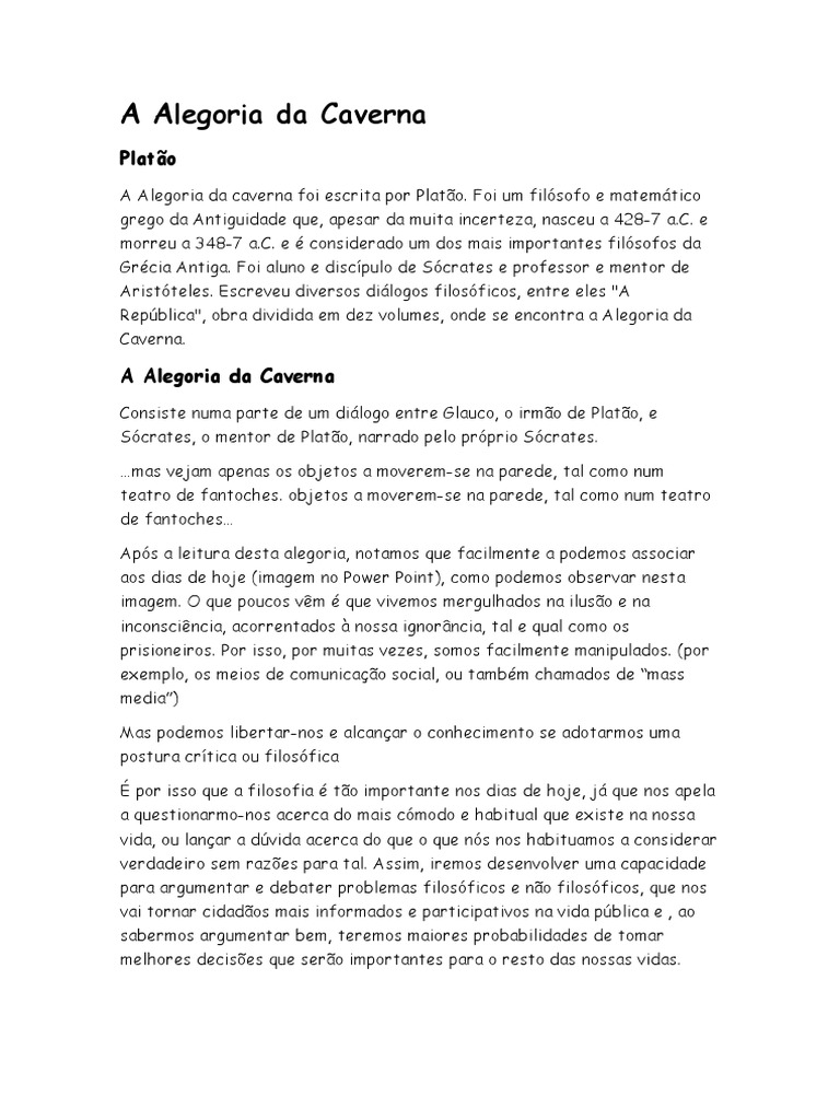 A Alegoria Da Caverna | PDF