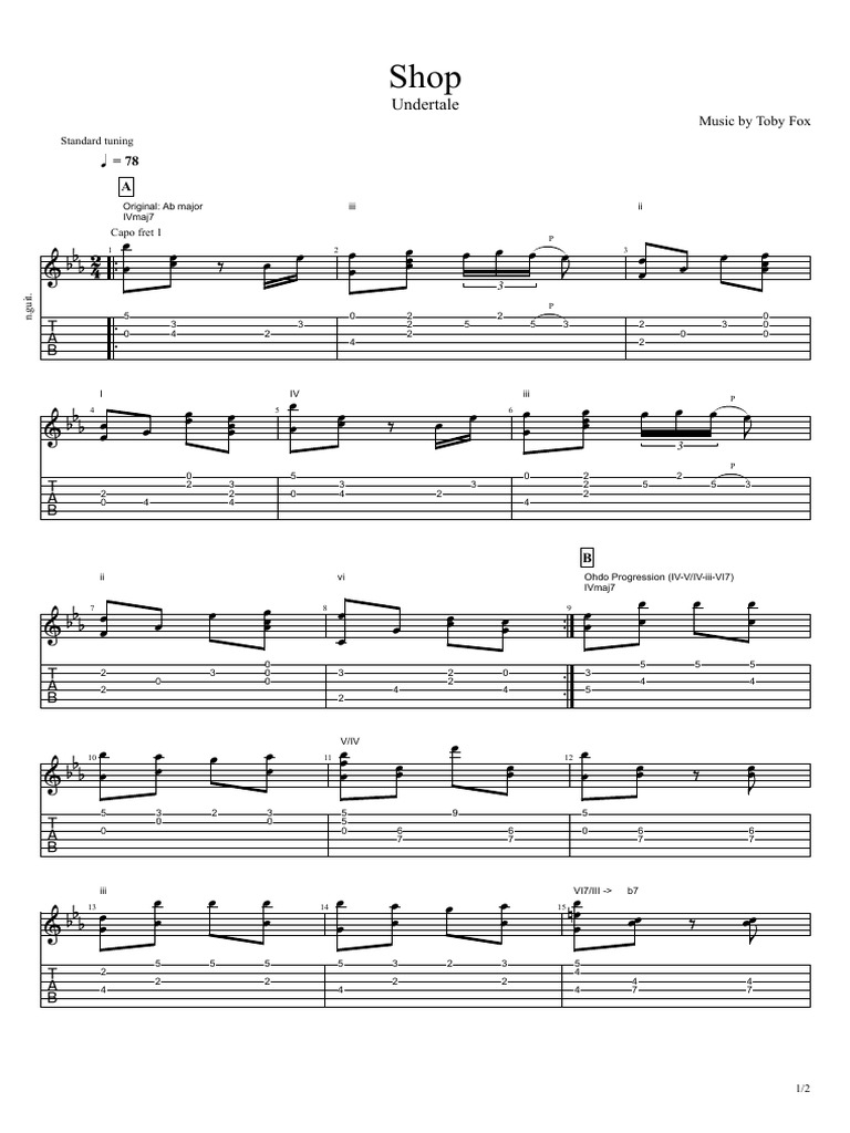 Undertale Shop Guitar Tabs | PDF