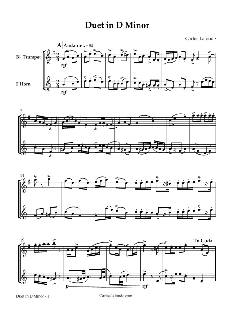 Duet in D Minor (Score) | PDF