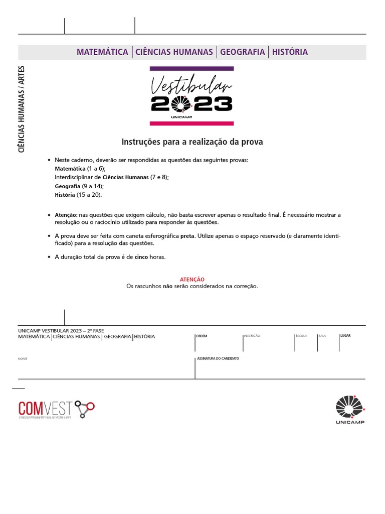 Prova Unicamp Segunda Fase | PDF | Cartografia | Europa