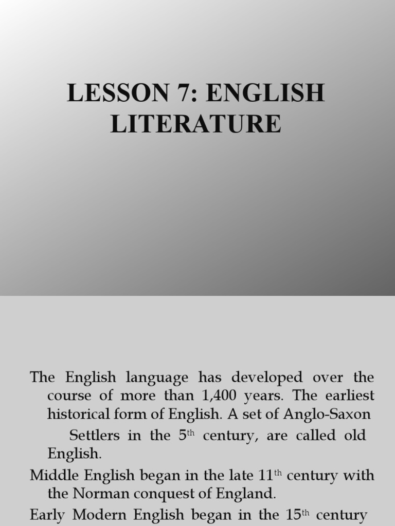 LESSON 7 English Literature | PDF