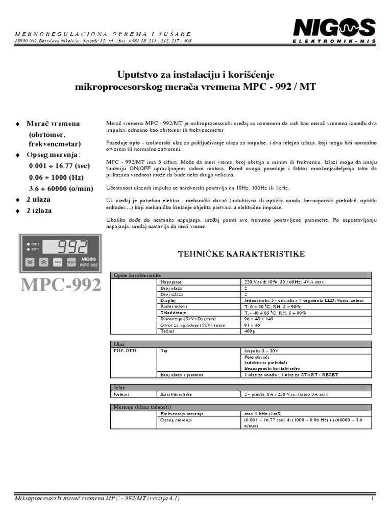 Brojac mpc-992mt v41 | PDF