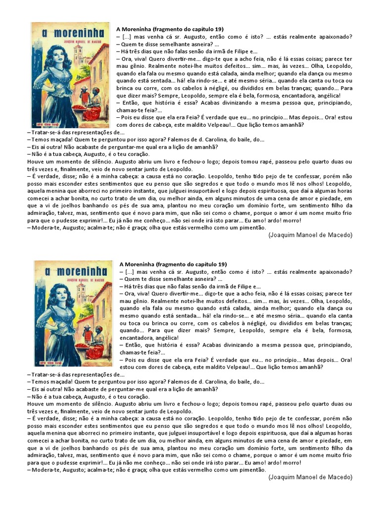 A Moreninha Atividade Download Grátis Pdf Amor Augustus