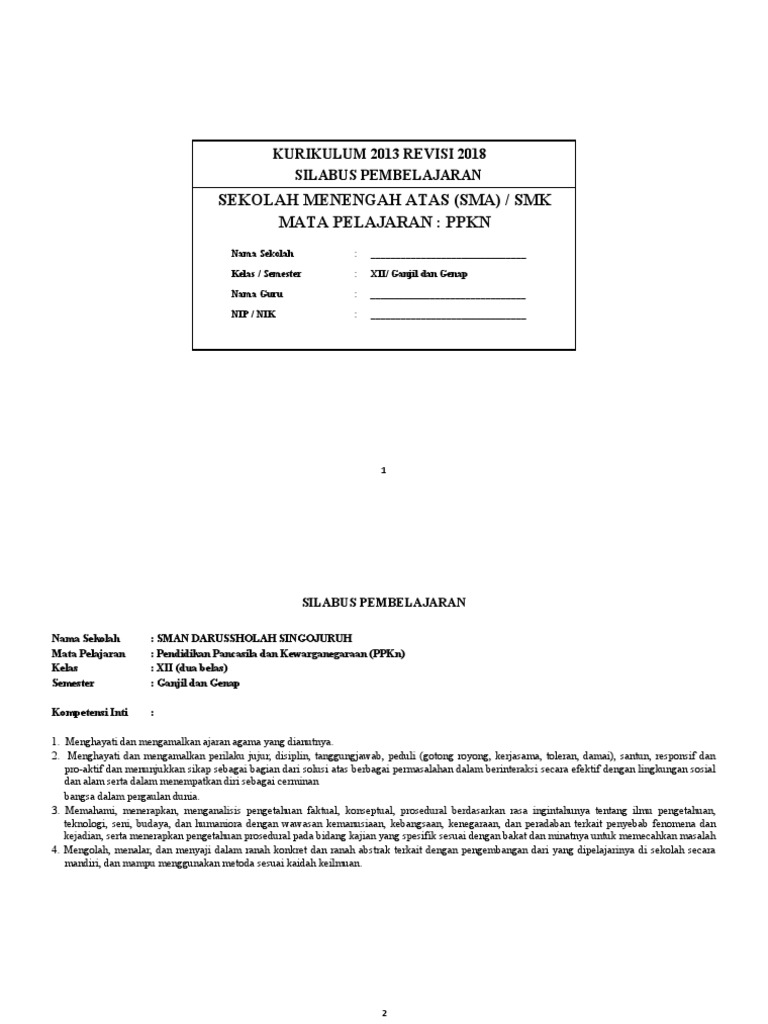 Silabus-Ppkn | PDF