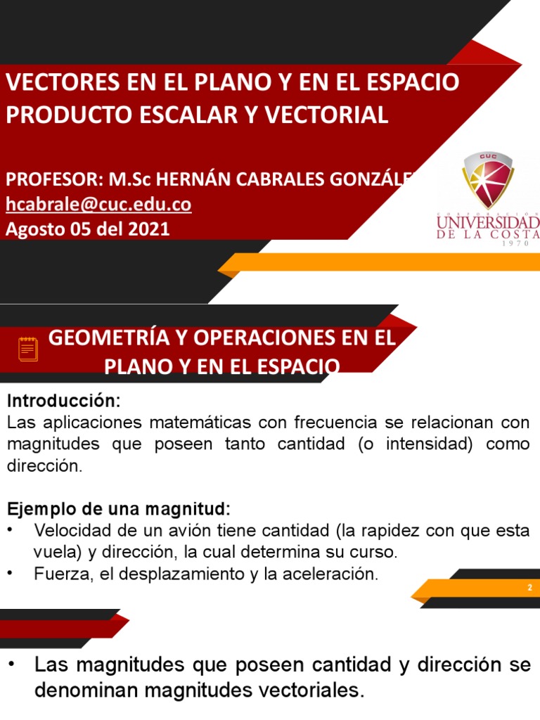 Semana 1 | Descargar gratis PDF | Vector Euclidiano | Escalar (Matemáticas)