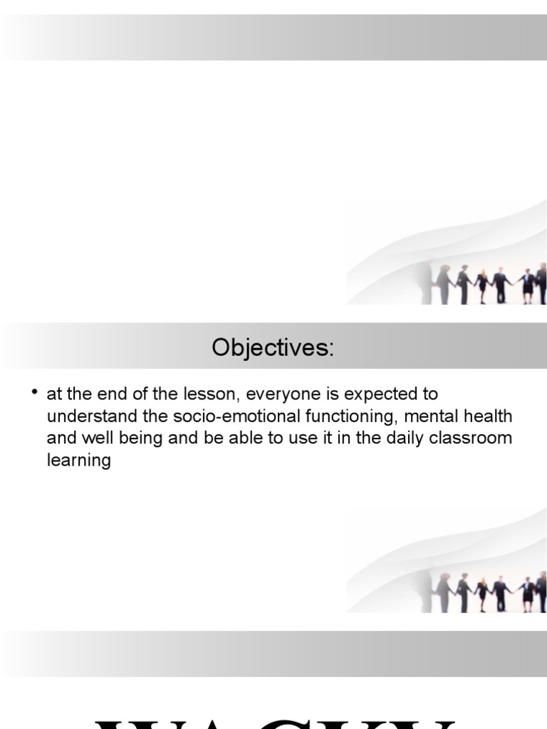 SOCIO-emotional Functioning and Mental Health Awareness | PDF | Mental ...