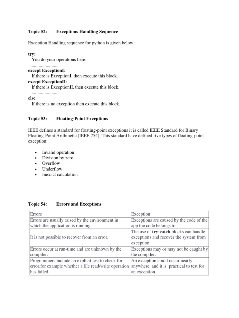 Handling Exceptions And Errors In Python An Overview Of Key Concepts Pdf Pointer Computer