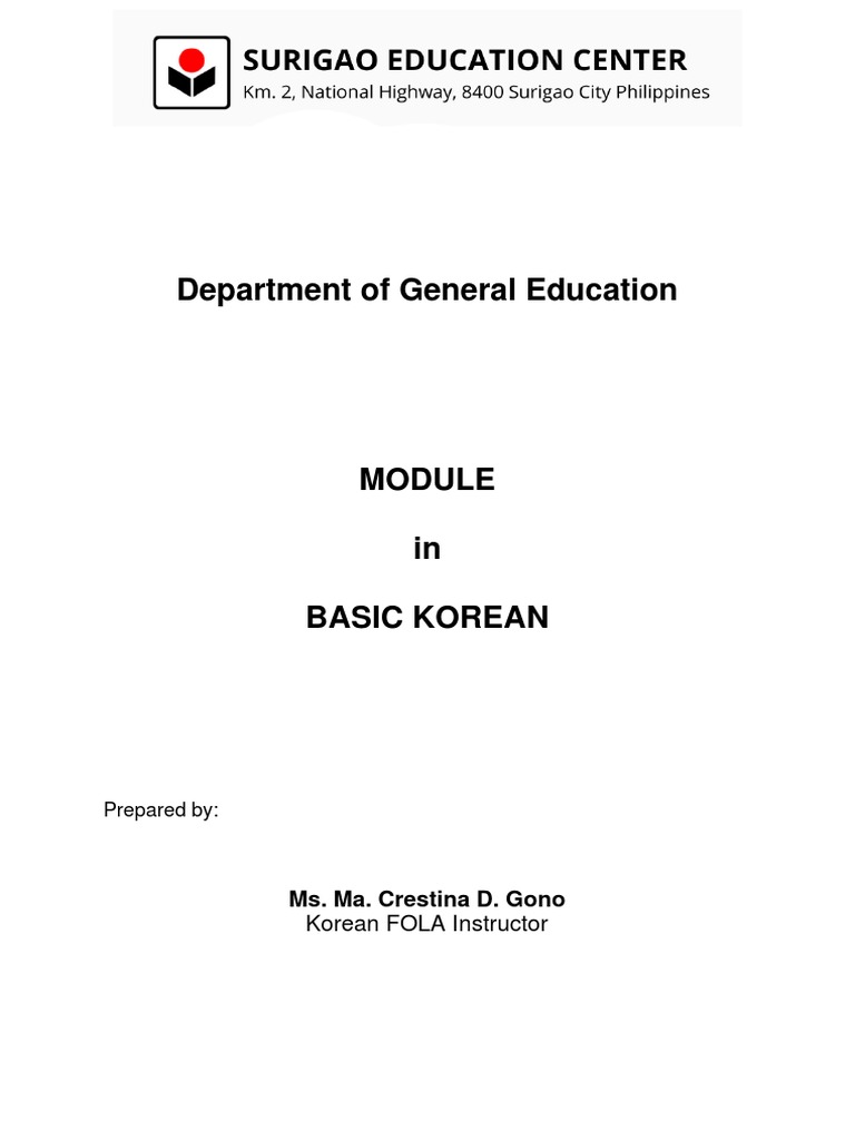 (Sec) Korean Fola Module | PDF | Korean Language | Syllable