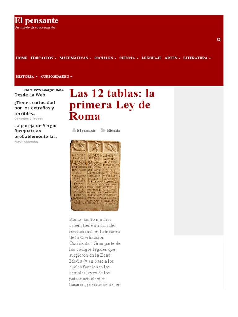Las 12 Tablas - La Primera Ley de Roma - El Pensante | PDF | Justicia ...