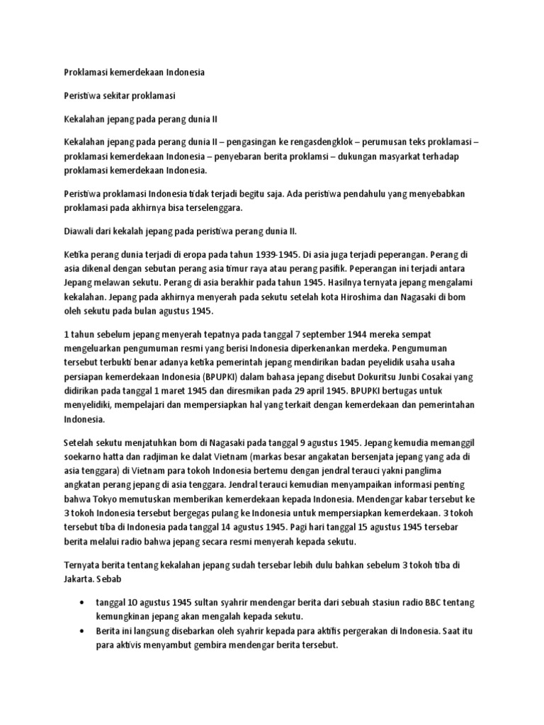 Proklamasi Kemerdekaan Indonesia 1945 | PDF