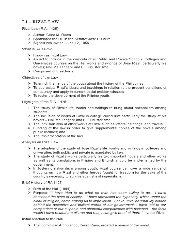 The Passage of R.A. 1425: Crafting Nationalism Through the Rizal Law in ...
