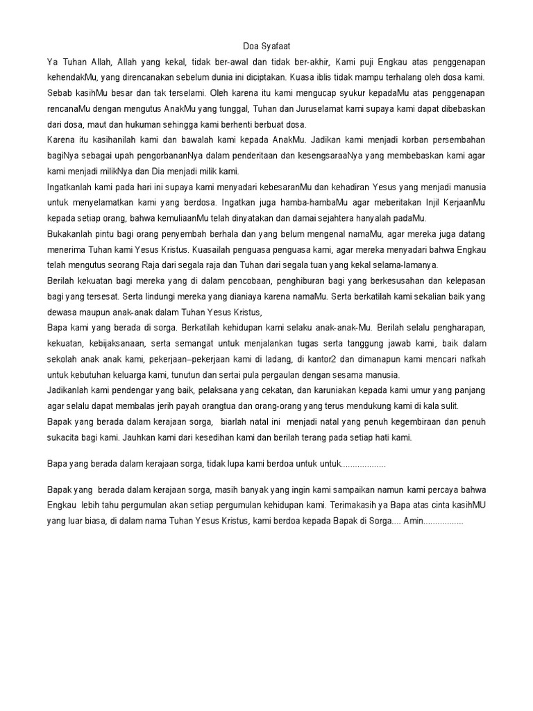 Contoh Doa Syafaat | PDF Contoh Doa Syafaat | PDF