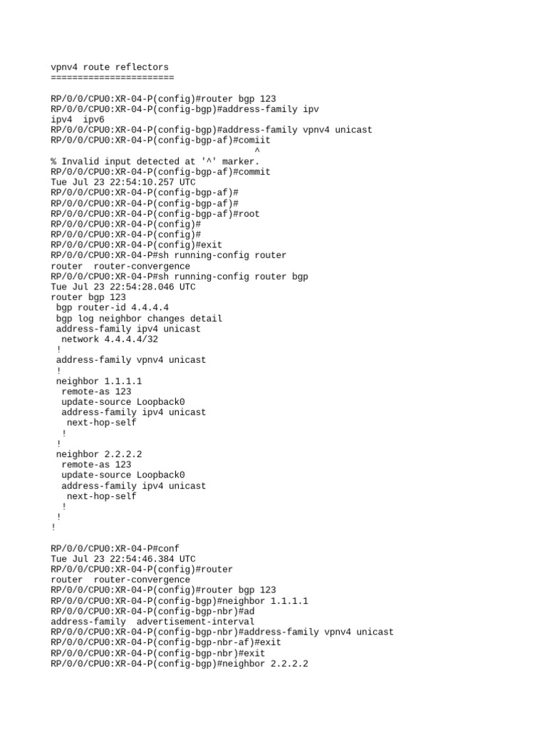 vpnv4 Route Reflectors | PDF