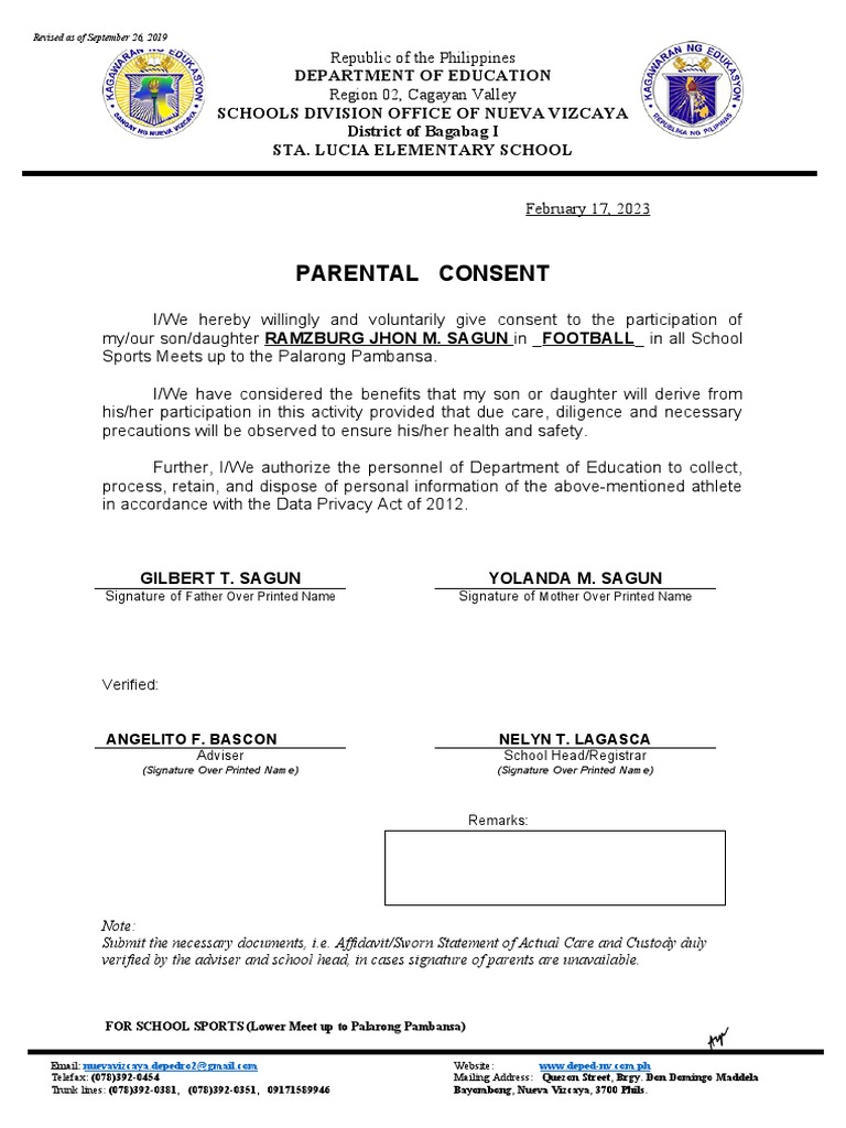 2020 Parental Consent | PDF | Government