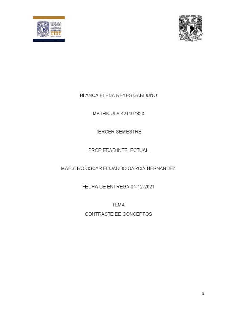 Blanca Reyes U1 Act2 | PDF | Propiedad intelectual | Patentar