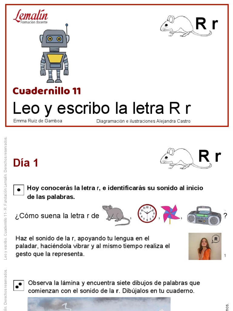Cuadernillo 11, Letra R - FICHA | PDF