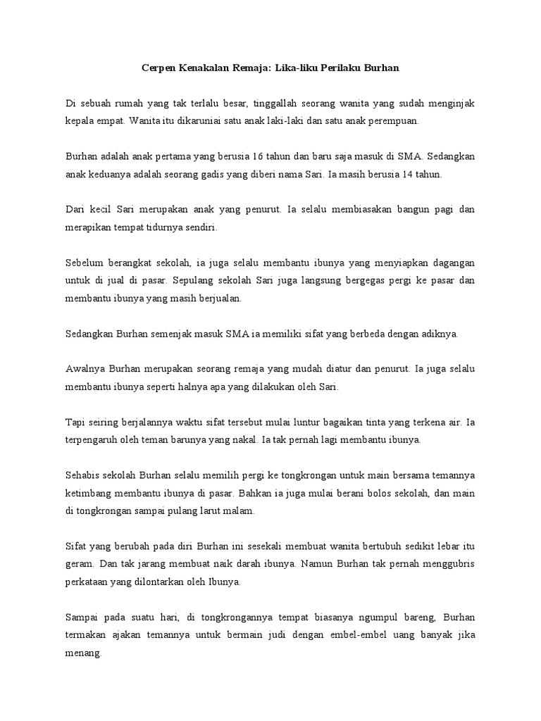 Perubahan Burhan: Dari Nakal ke Baik | PDF