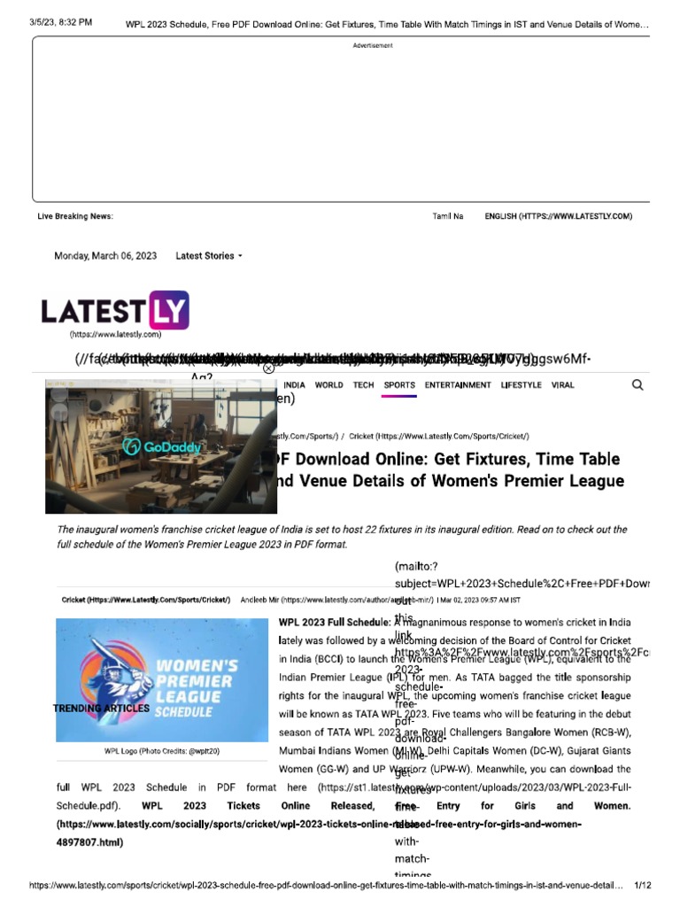 WPL 2023 Schedule | PDF