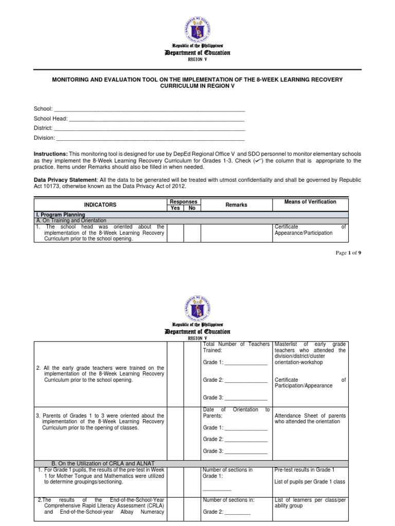 Final M E For The 8 Week LRC | PDF | Teachers | Curriculum