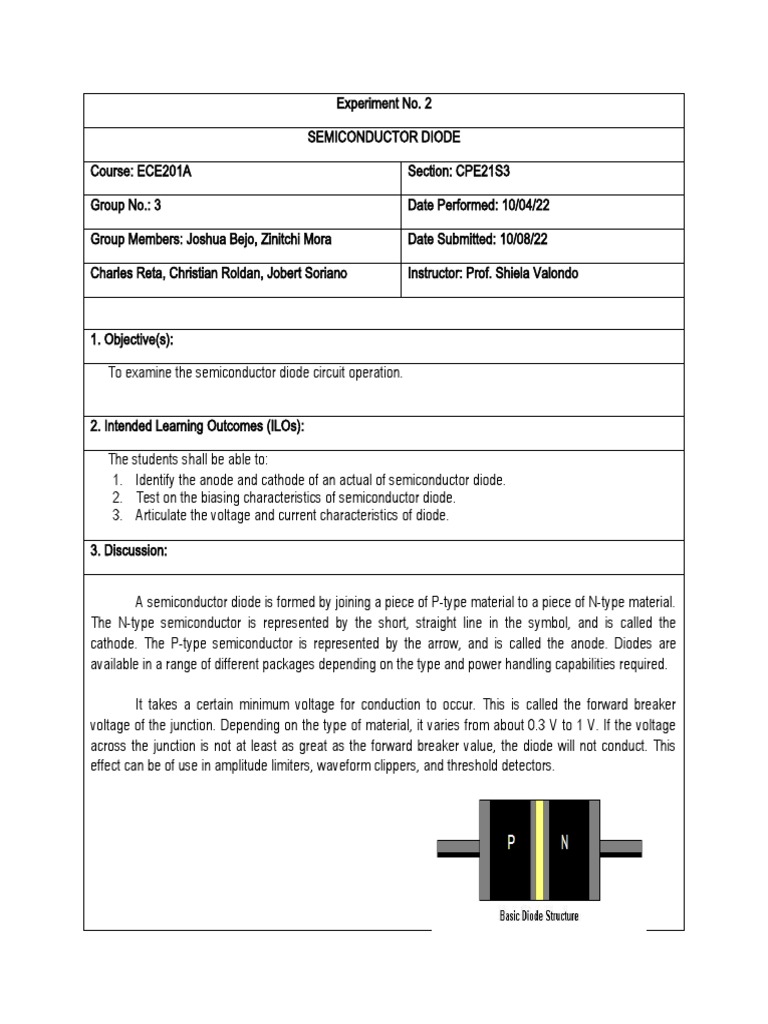 Laboratory Experiment 2 | Download Free PDF | Diode | P–N Junction