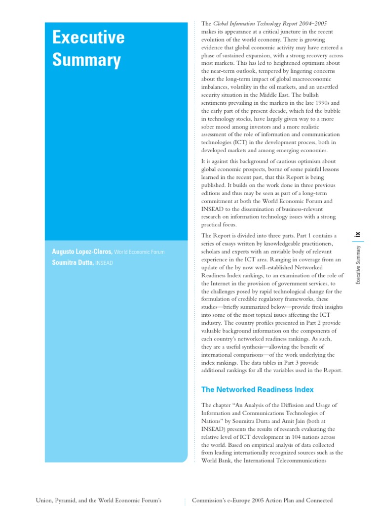 Global Information Technology Report 2004/2005 Executive Summary | PDF ...