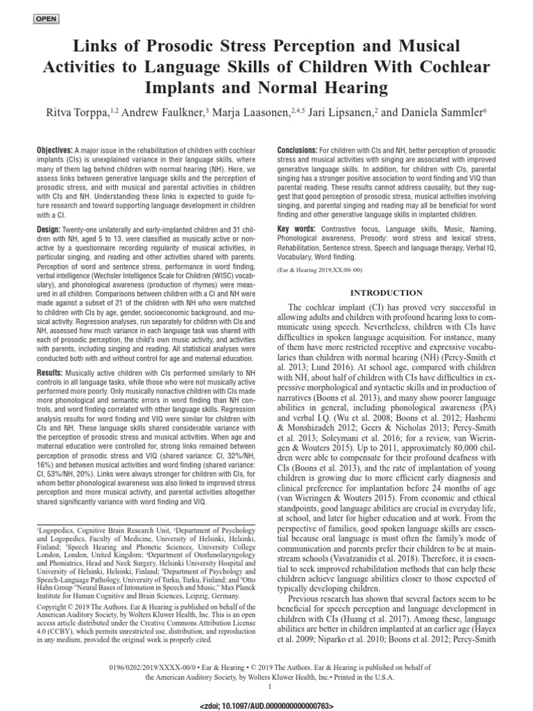 Prosodia, Música y Habilidades Leng IC | PDF | Cognition | Cognitive Science